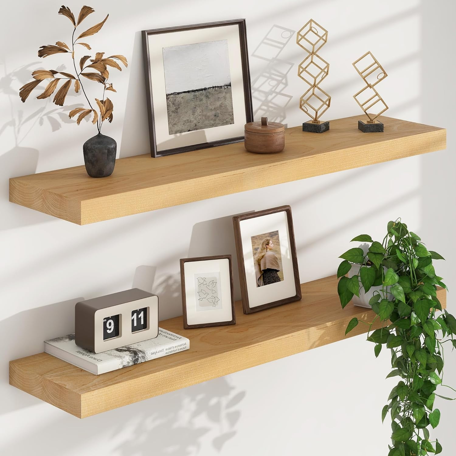 Floating Shelves for Wall, USA-Sourced Brich Wood 36 Inch Long Wall ...