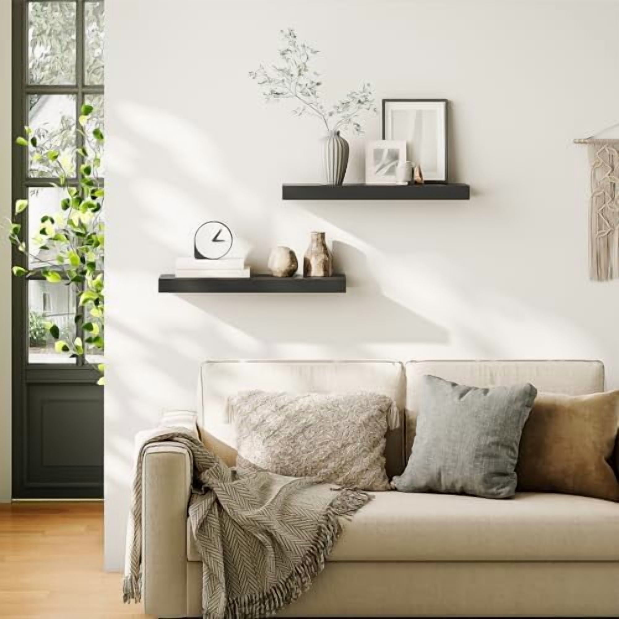 Floating Shelves for Wall, Wall Mounted Shelf Set of 2, 23.6" Hanging ...