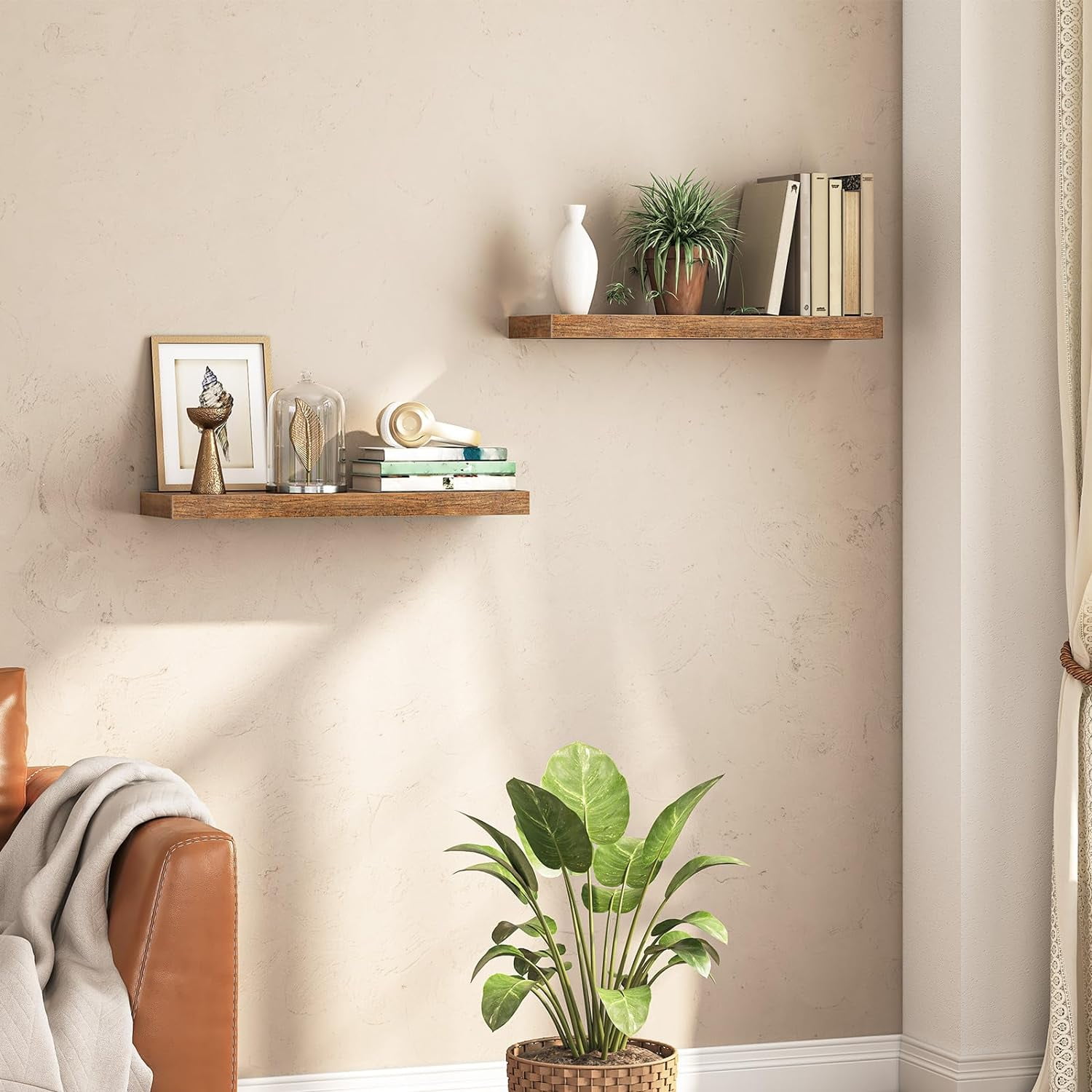 Floating Shelves for Wall, Wall Mounted Shelf Set of 2, 31.5" Hanging ...