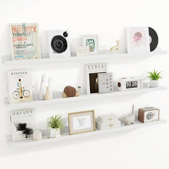 Floating Shelves for Wall, Solid Wood Picture Ledge Shelf for Wall ...