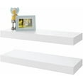 Floating Shelves, White Wall Mounted Wooden Shelves with Invisible ...