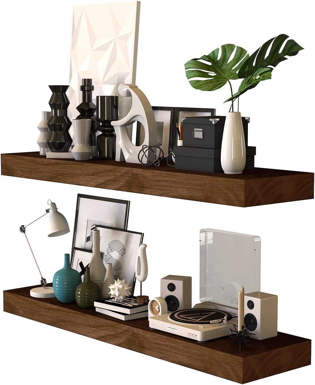 Floating Shelves Wood Set of 2 - Rustic Natural Wood 36 Inch - Rustic ...