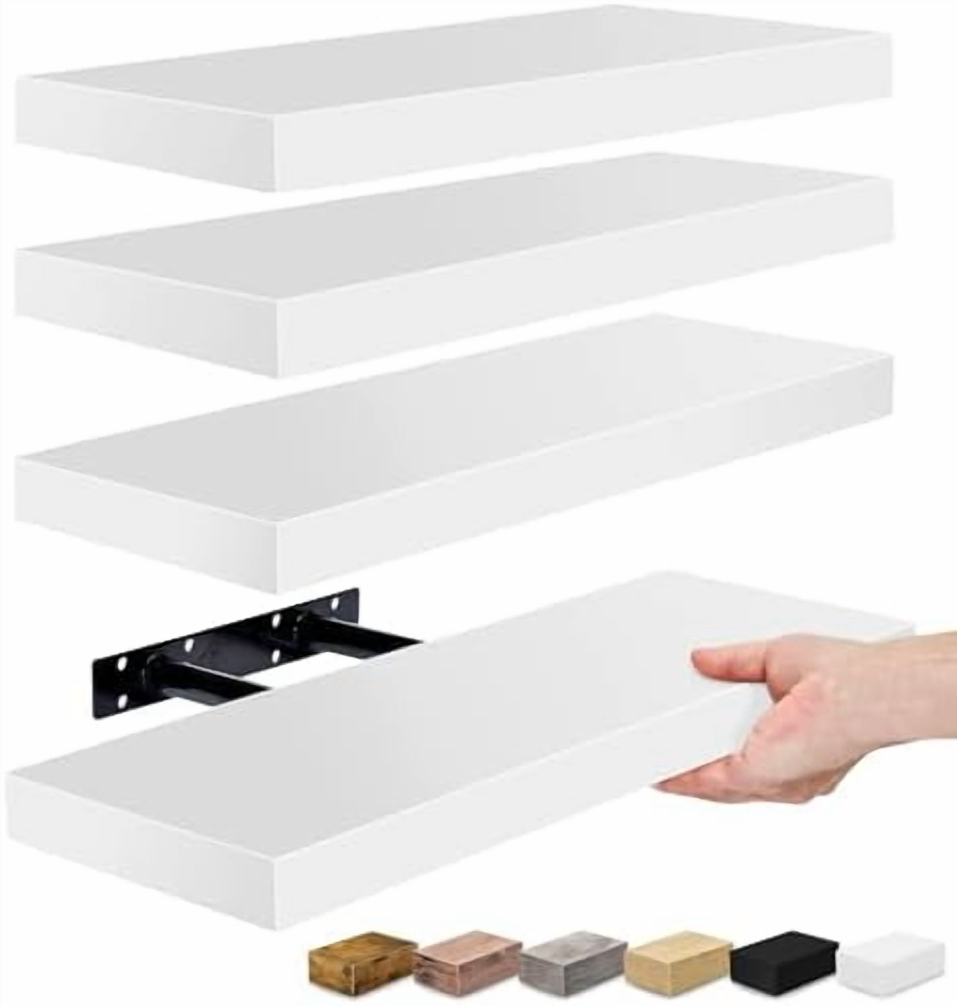 Floating Shelves for Wall, 16" White Bathroom Storage for Kitchen ...