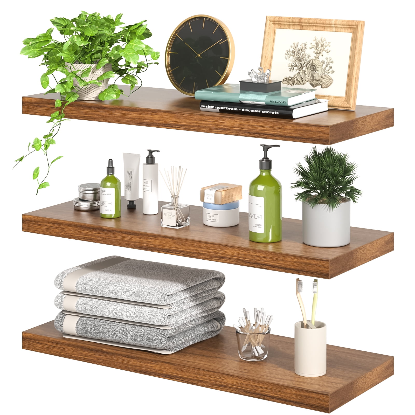 Floating Shelves Set of 3 , Bathroom Shelves Over Toilet with Invisible ...