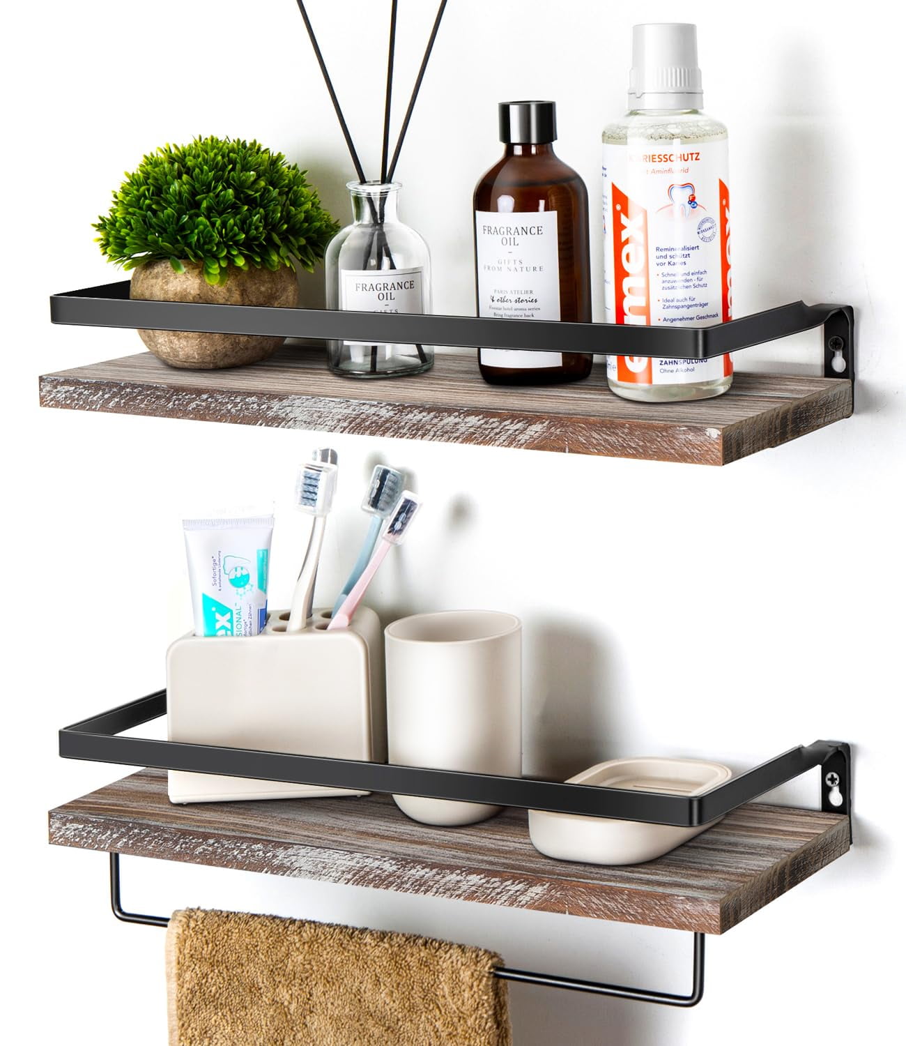 Floating Shelves for Wall, Bathroom Shelves with Towel Bar, Wall ...