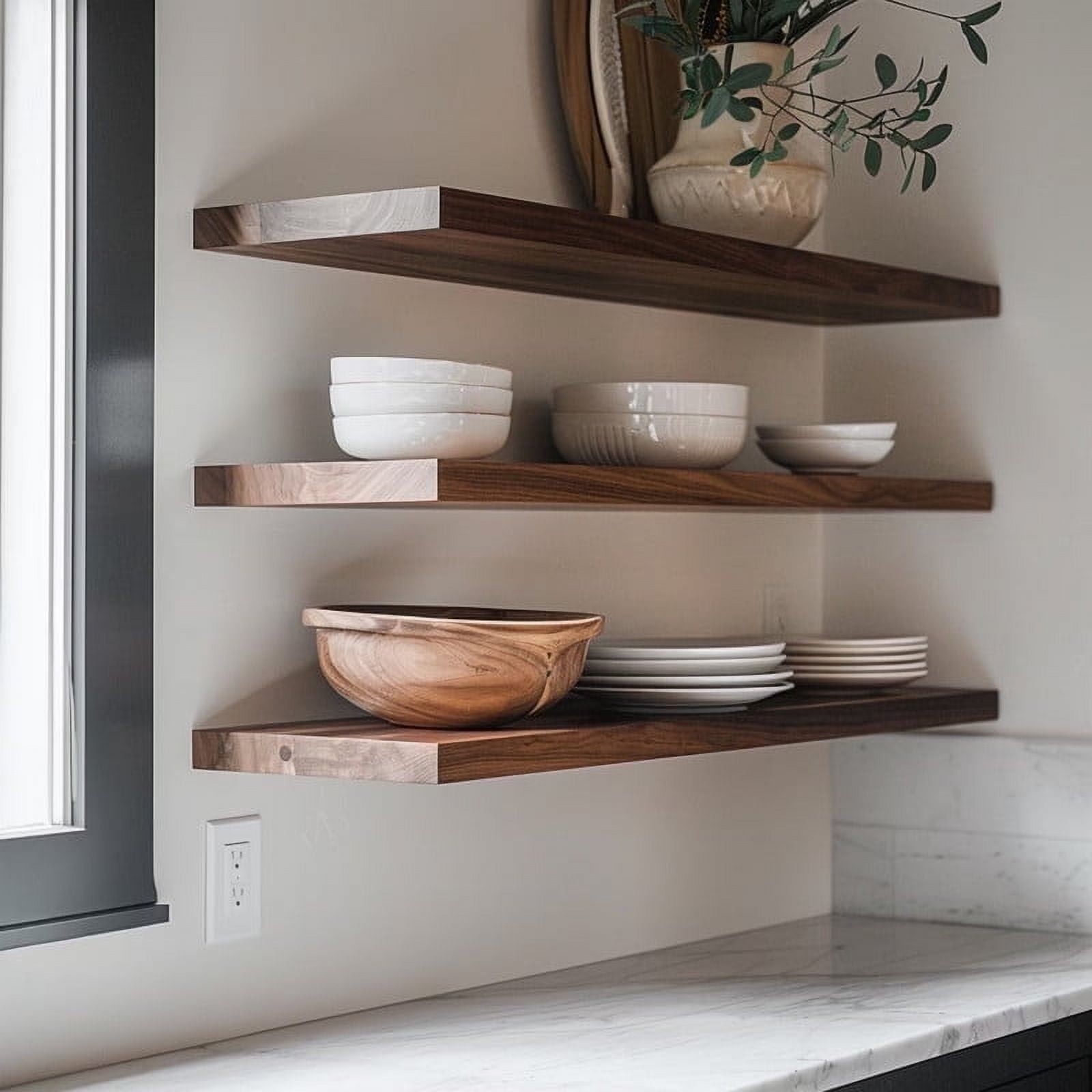 Floating Shelves for Wall, Wall Mounted Wood Shelves for Bathroom ...