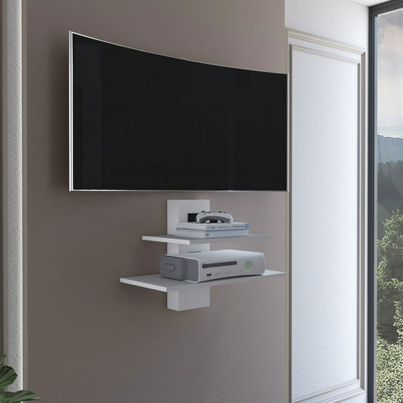 Floating Shelving / White, Dual Shelves, 17.2" Tall / Great for ...