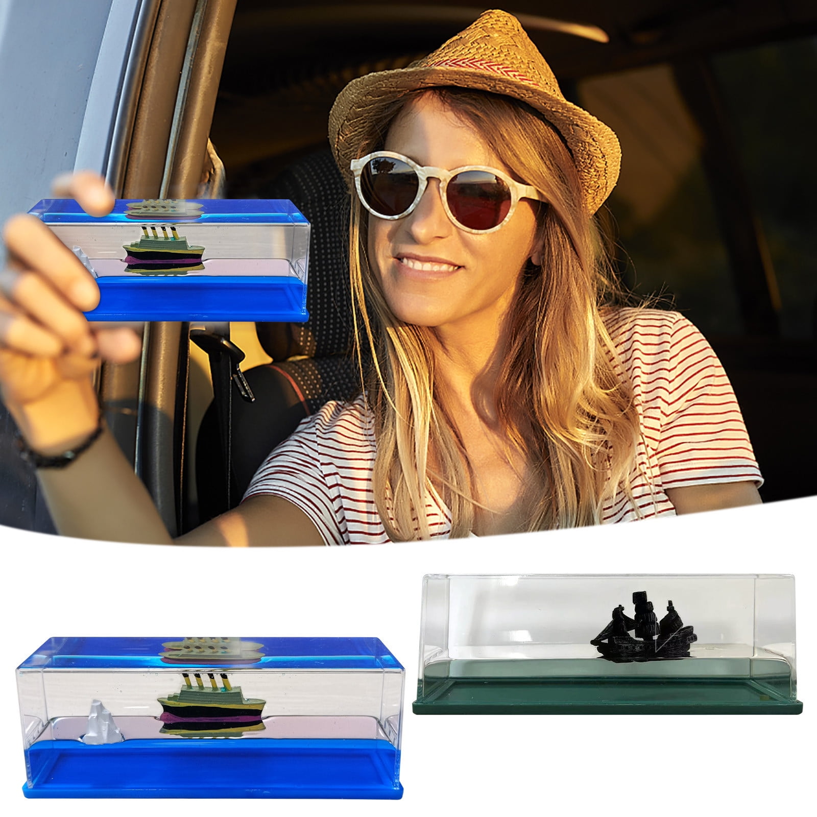 Floating Ship Desk Decoration, 300ml Fluid Drifting Bottle, Realistic ...