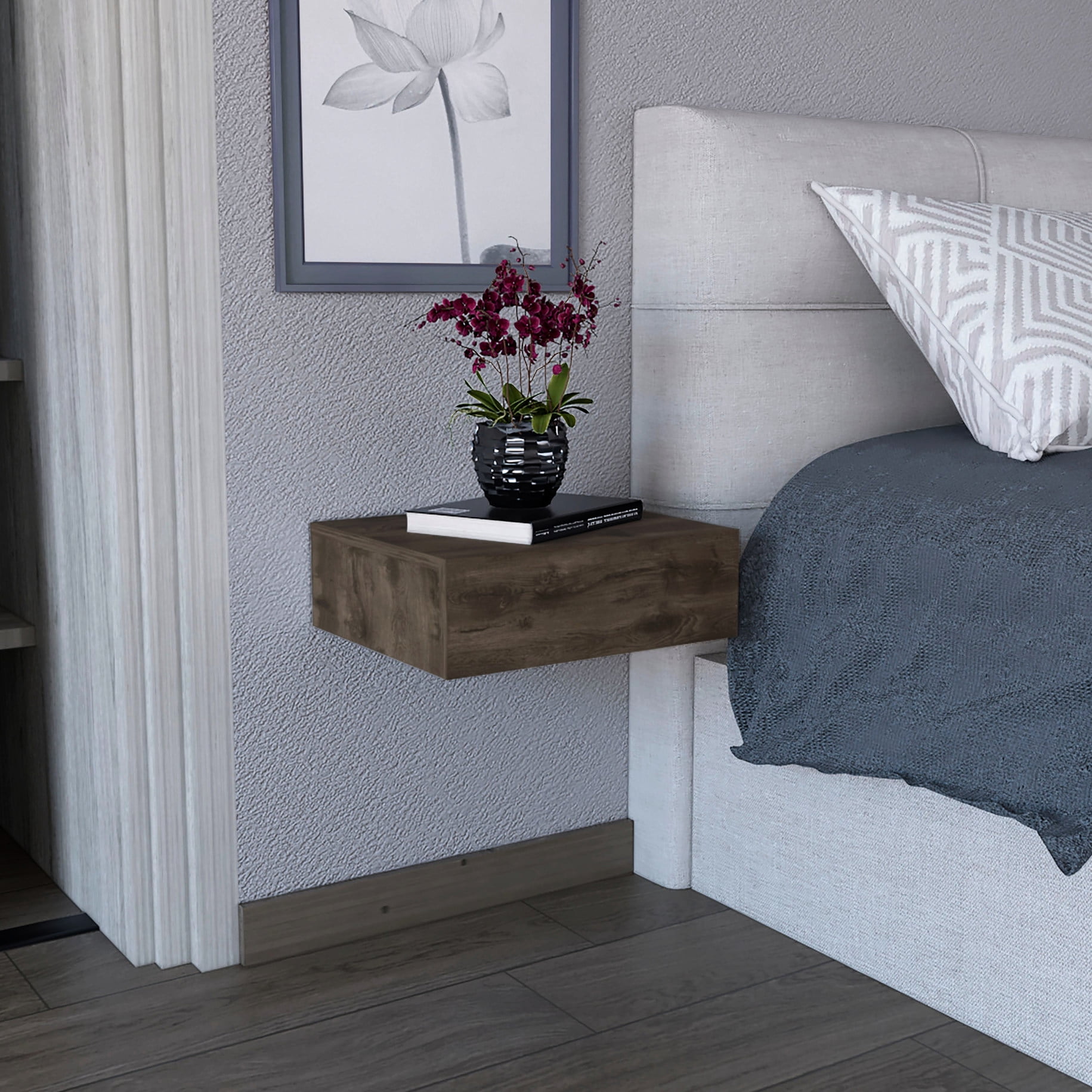 Floating Side Table | Wall-Mounted for Nighttime Storage | Particle ...