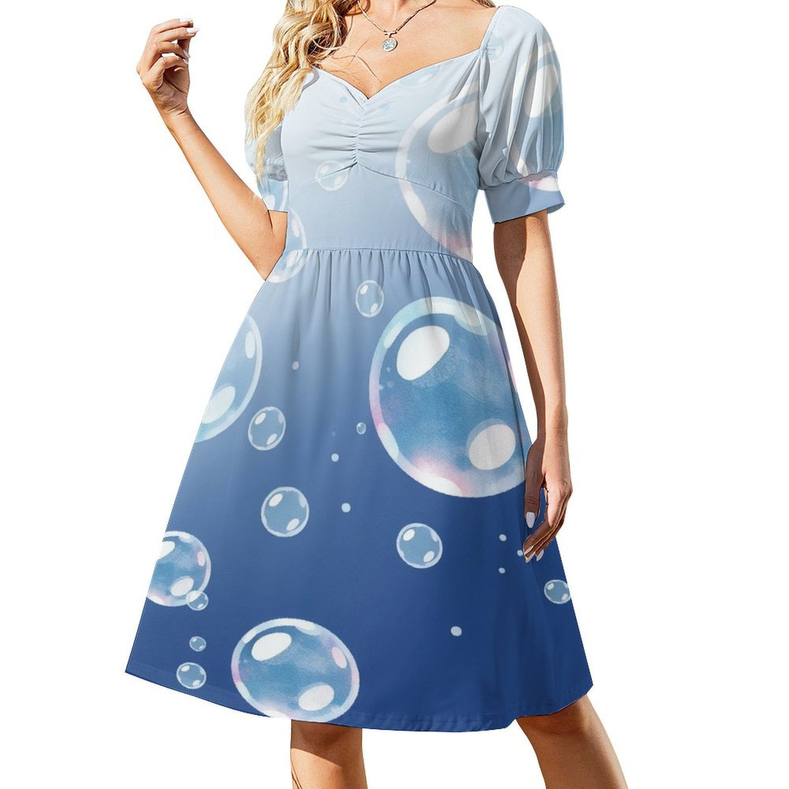 Floating Soapy Bubbles Short Sleeved Dress Bridesmaid Dress Woman Party ...
