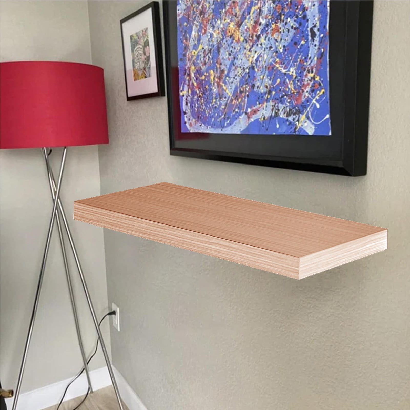 Floating Storage Shelf Wall Mounted Suspended Partition Wooden Bathroom ...