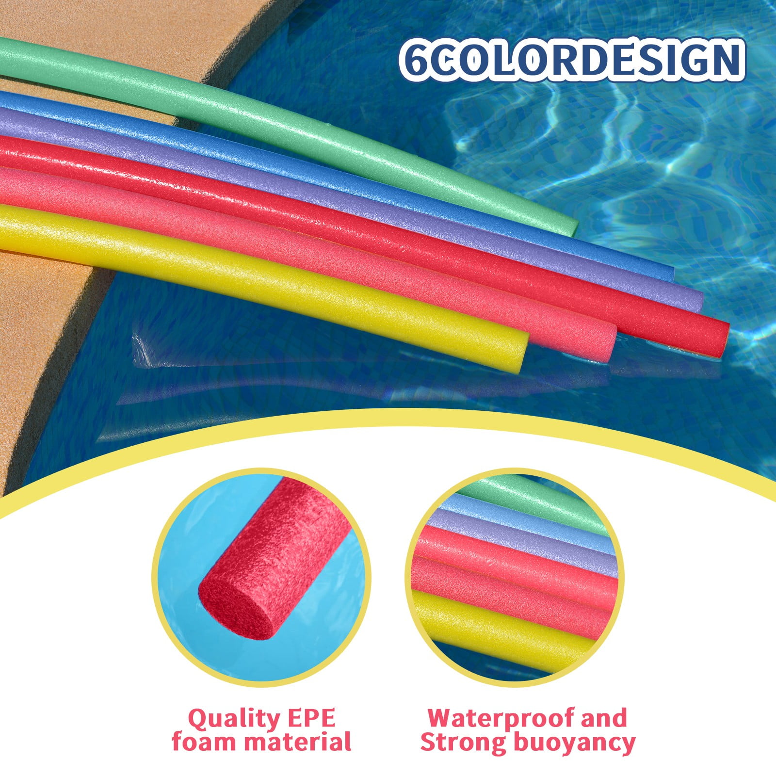 Floating Swim Noodles – 59 Inch Foam Pool Noodles for Training, Fun ...