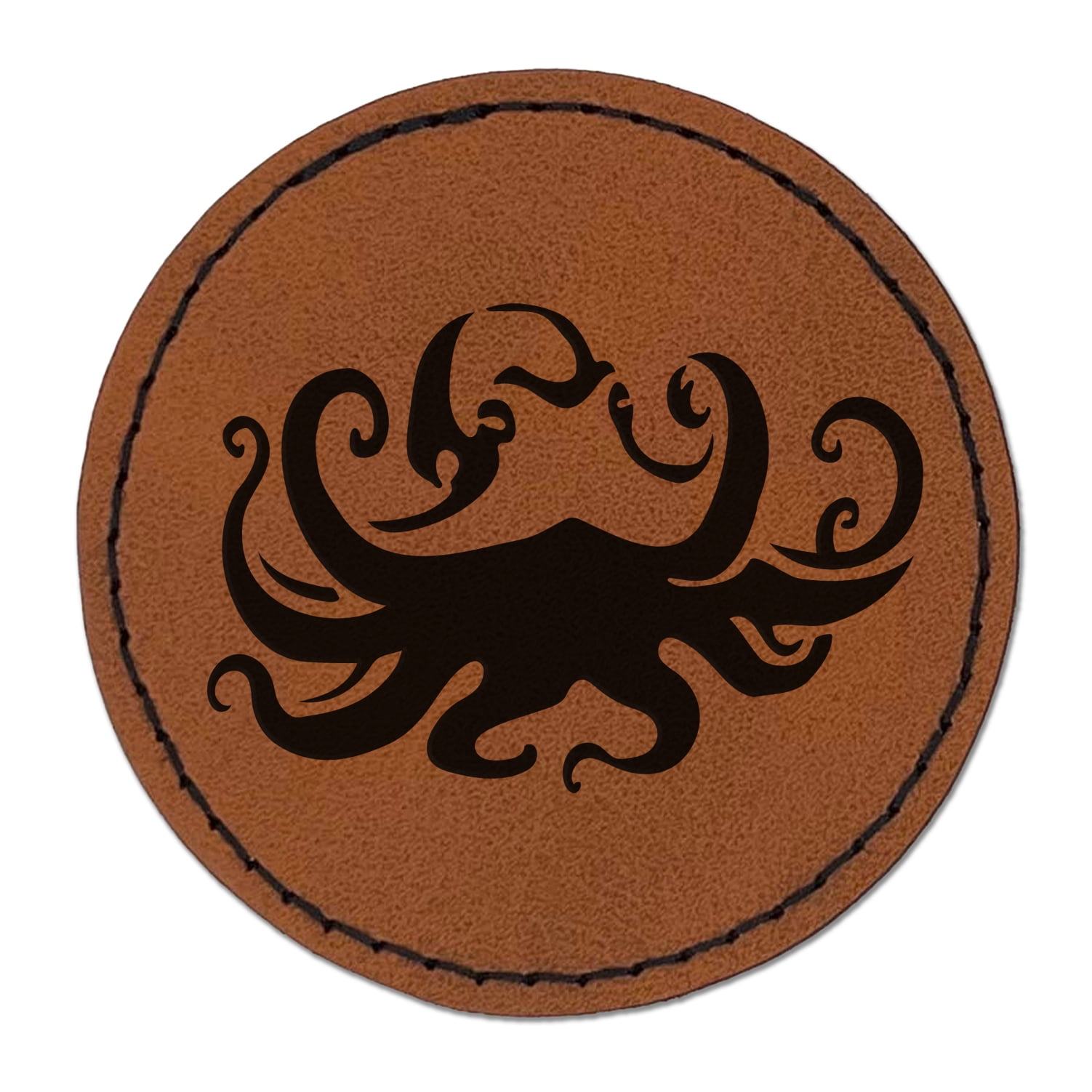 Floating Swimming Octopus with Tentacles Spread 2.5" Faux Leather Round ...