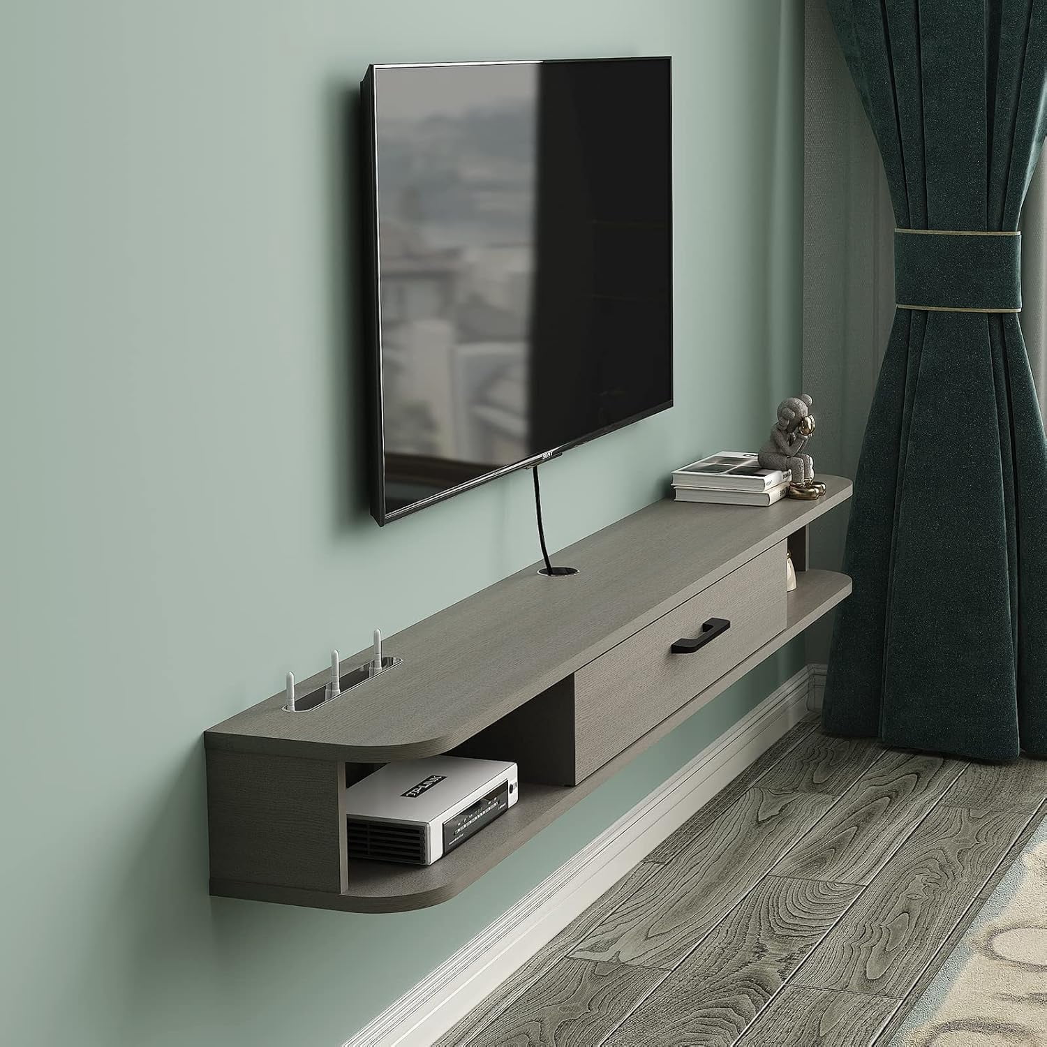 Floating TV Shelf 55'' Wall Mounted TV Stand Floating TV Console Media ...