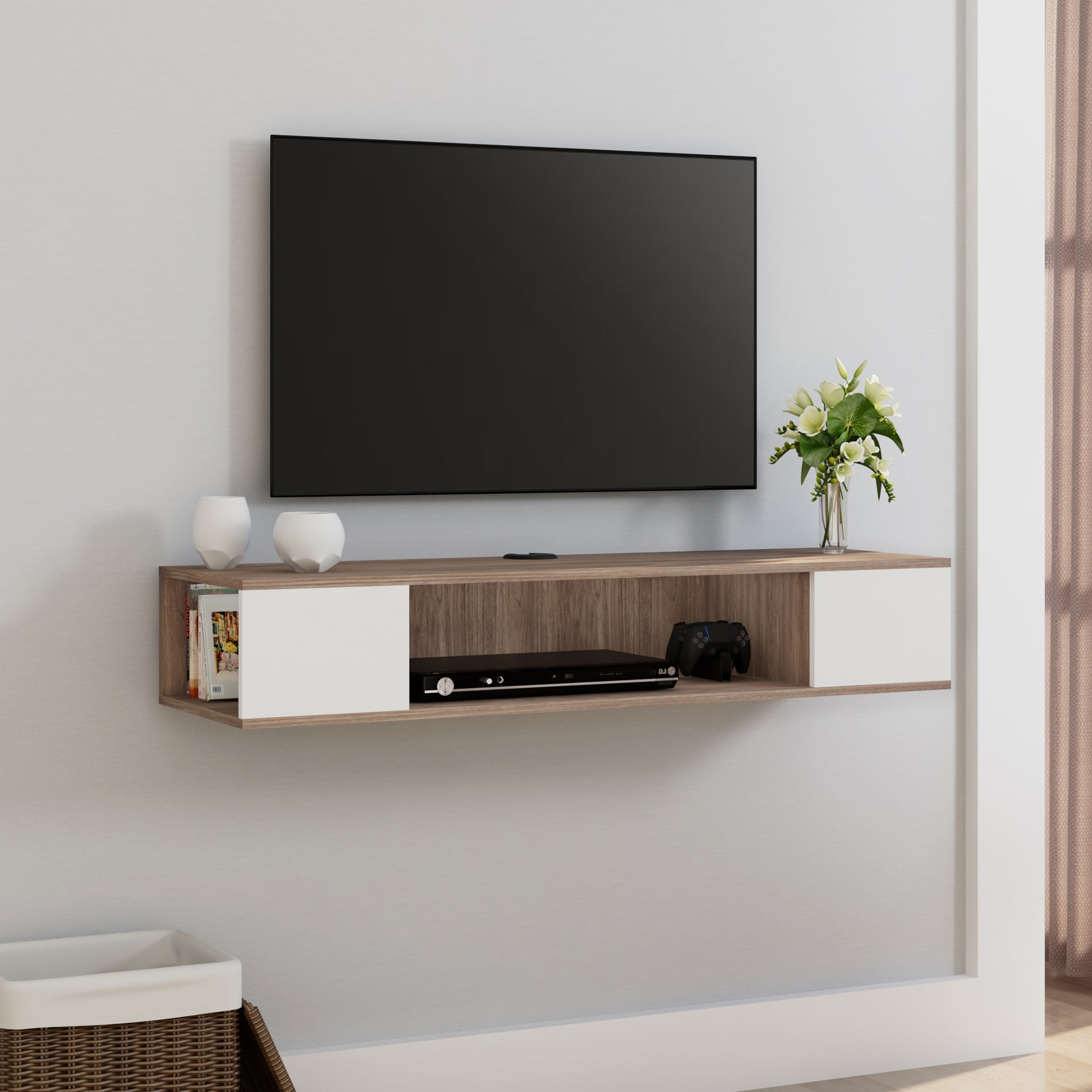 Floating TV Shelf Wall Mounted,Floating Entertainment Center TV Media ...