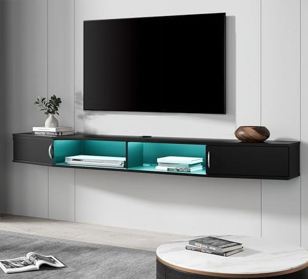 Floating TV Stand with 16 Color Lights Wall Mounted Entertainment ...
