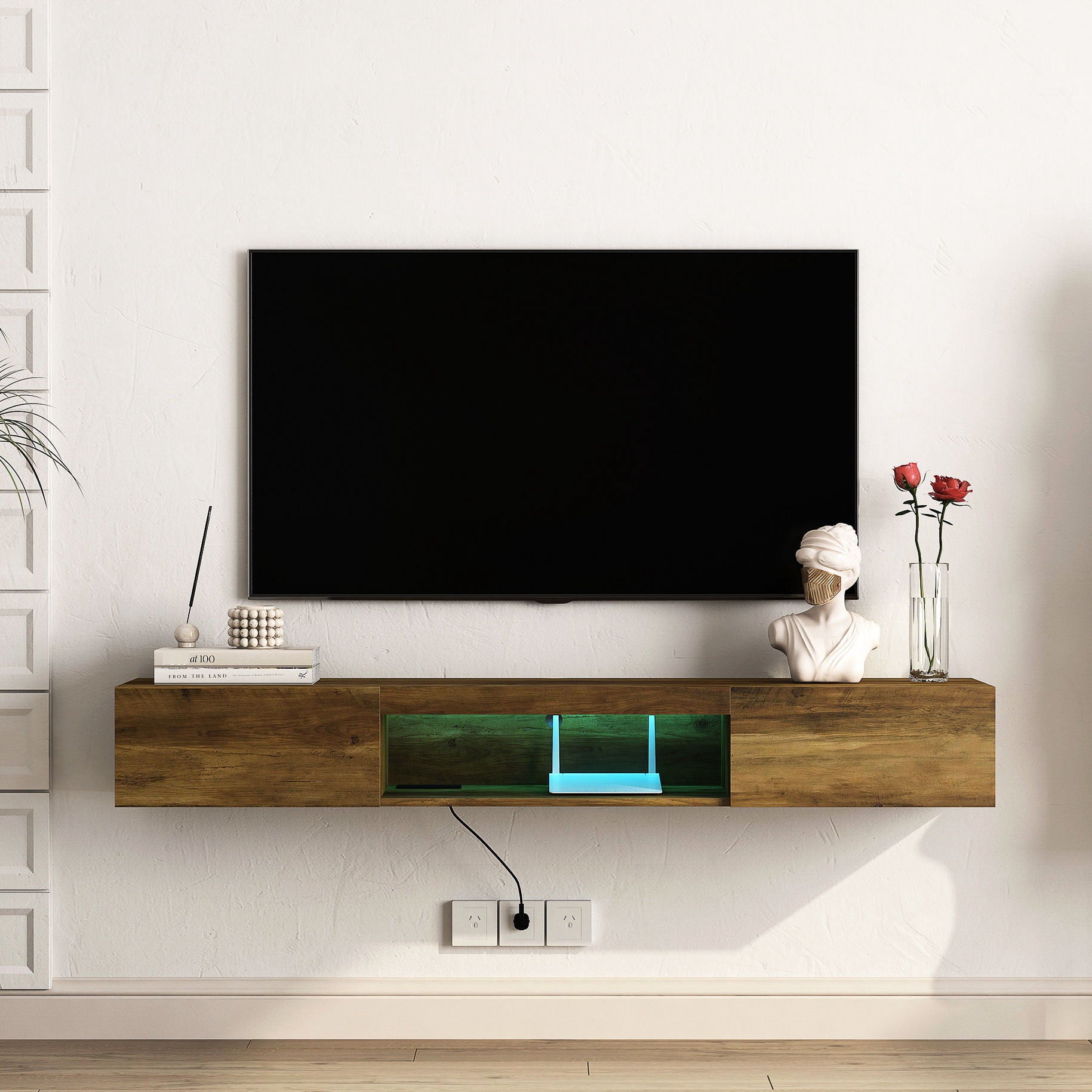 Floating TV Stand | 16 - color LED lights for home ambiance, large ...