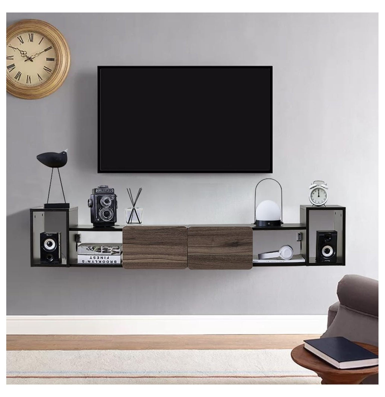 Floating TV Stand,4HOMART Wall Mounted Entertainment Center and Cabinet ...