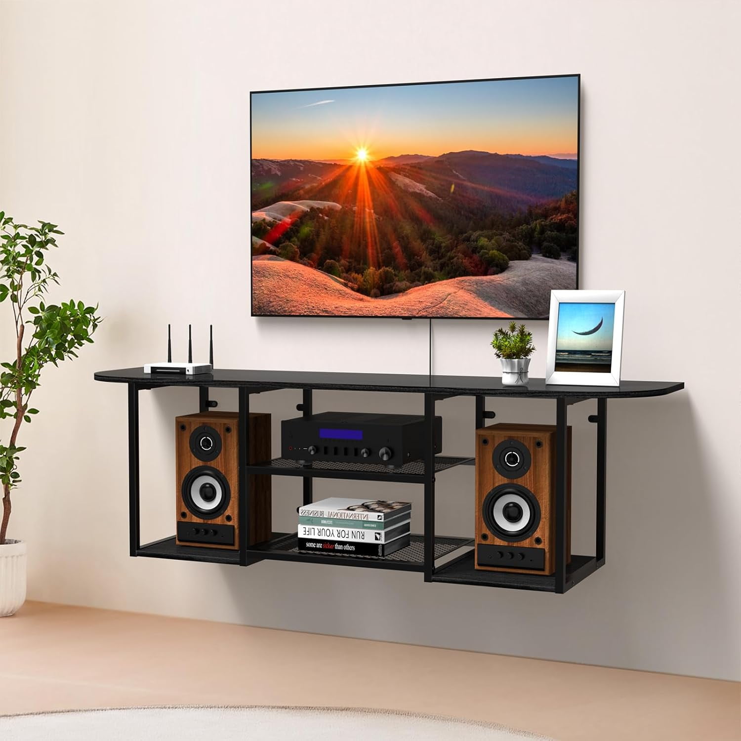 Floating TV Stand for 50 60 Inches TV,Wall Mounted Media Console with ...