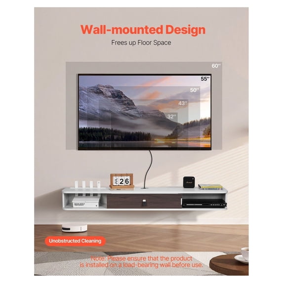 Floating TV Stand 55 Inch, Wall Mount Entertainment Center with Storage ...