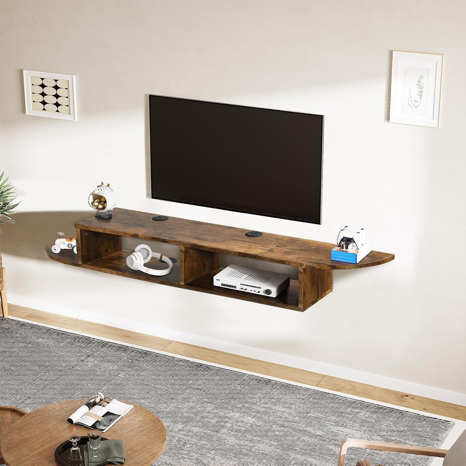 Floating TV Stand, 55" Floating TV Shelf with Storage, Floating ...