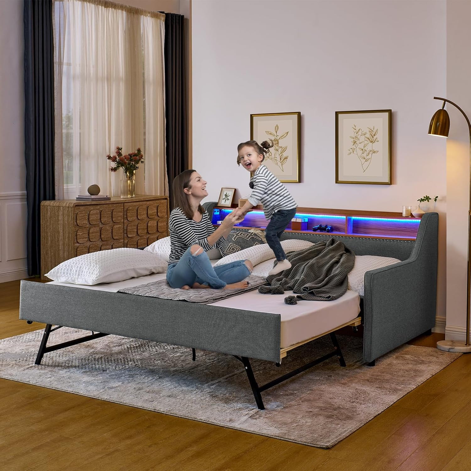 Floating TV Stand, 71 in Wall Mount Entertainment Center with Power ...