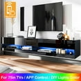 Floating TV Stand for 75 inch TVs, Paproos 71in Long LED Floating TV ...