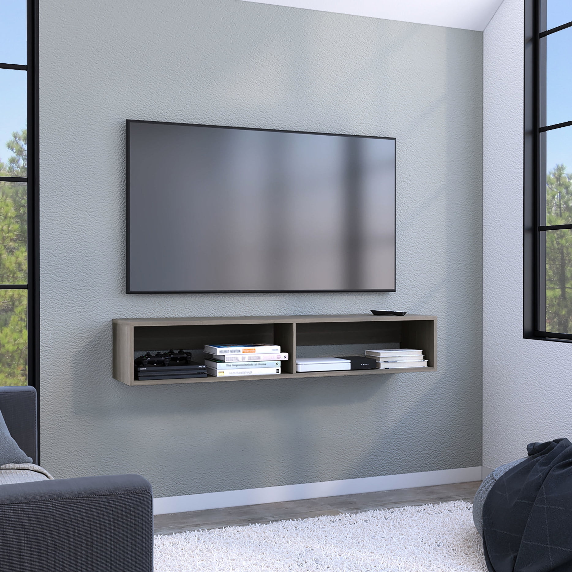 Floating TV Stand with Cable Management | Organizes Media Components in ...