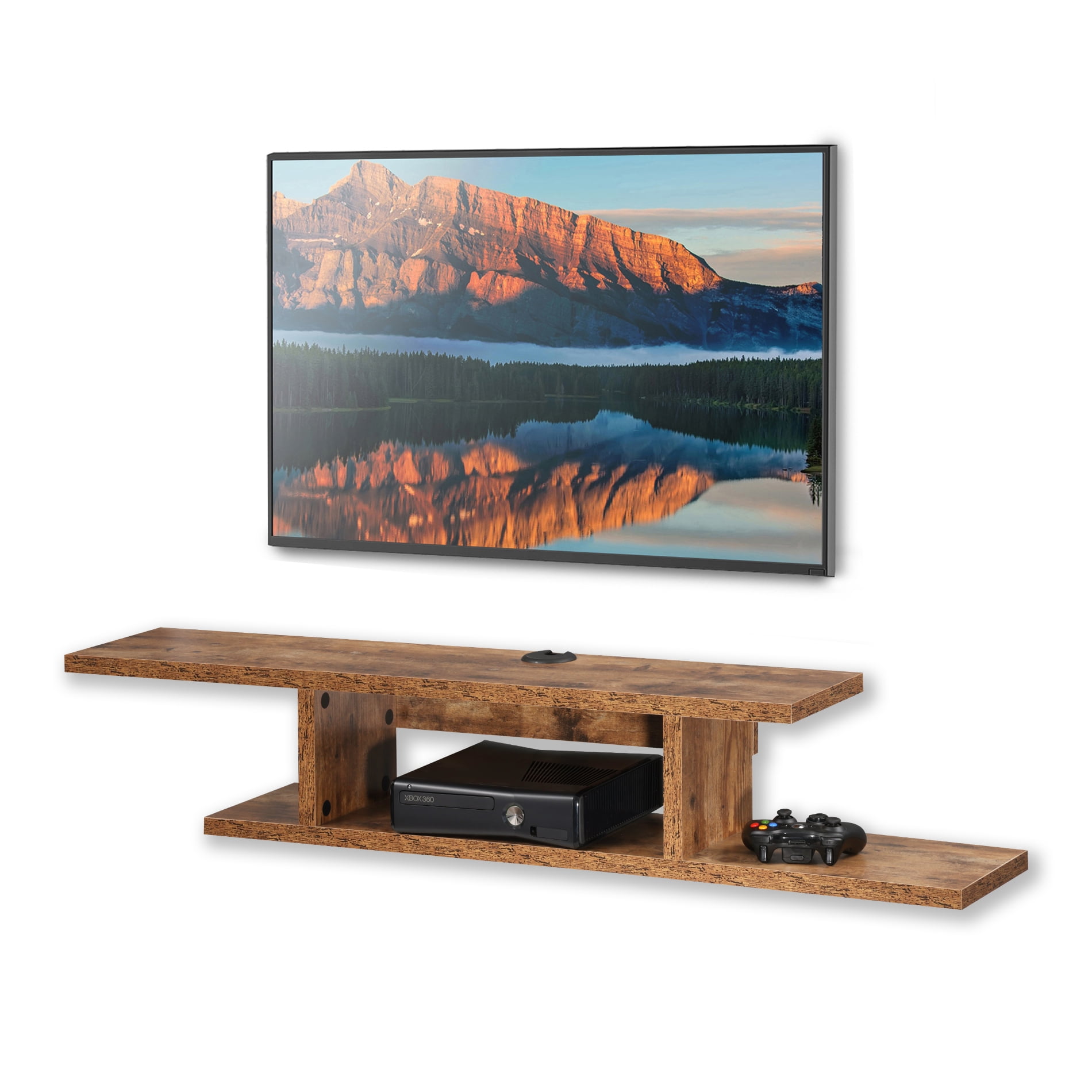 Floating TV Stand, Floating Entertainment Center Media TV Shelf, Rustic ...