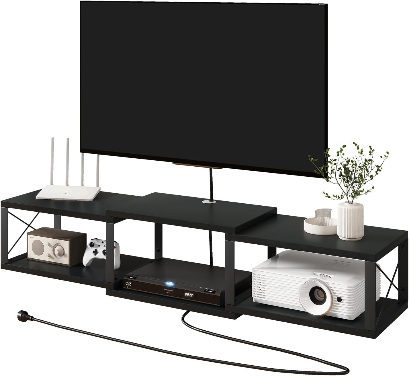 Floating TV Stand with Power Outlet,Wall-Mounted Floating Stand for TVs ...