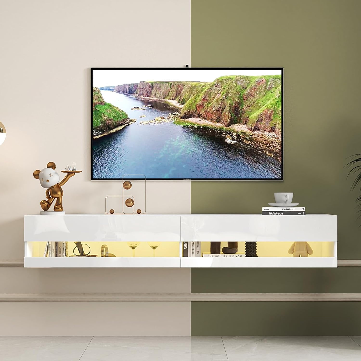 Floating TV Stand Shelf for TVs up to 80 Inch, Floating TV Cabinet with ...