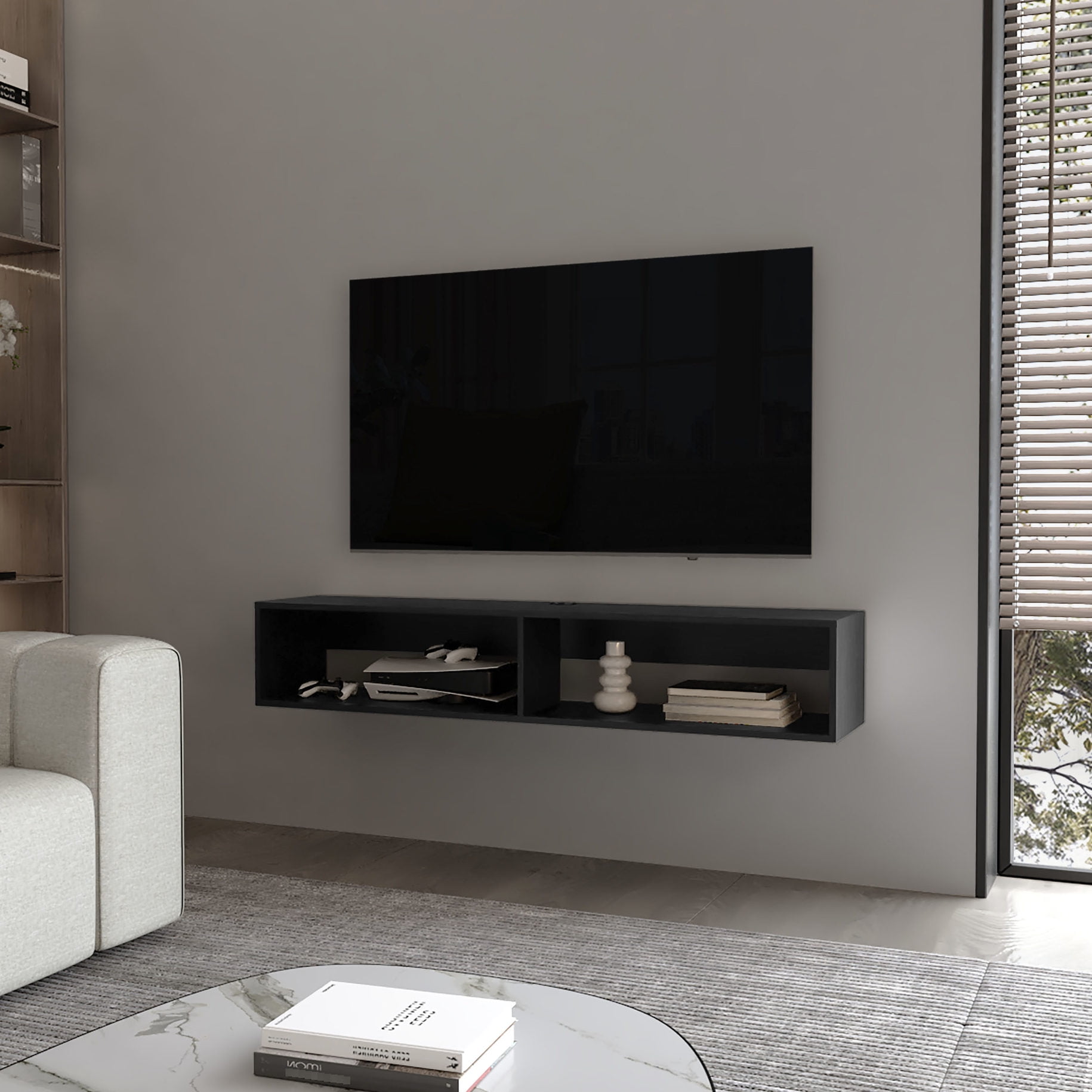 Floating TV Stand | Suitable for 50 - Inch TVs | Melamine and Particle Board Design | Streamline ...