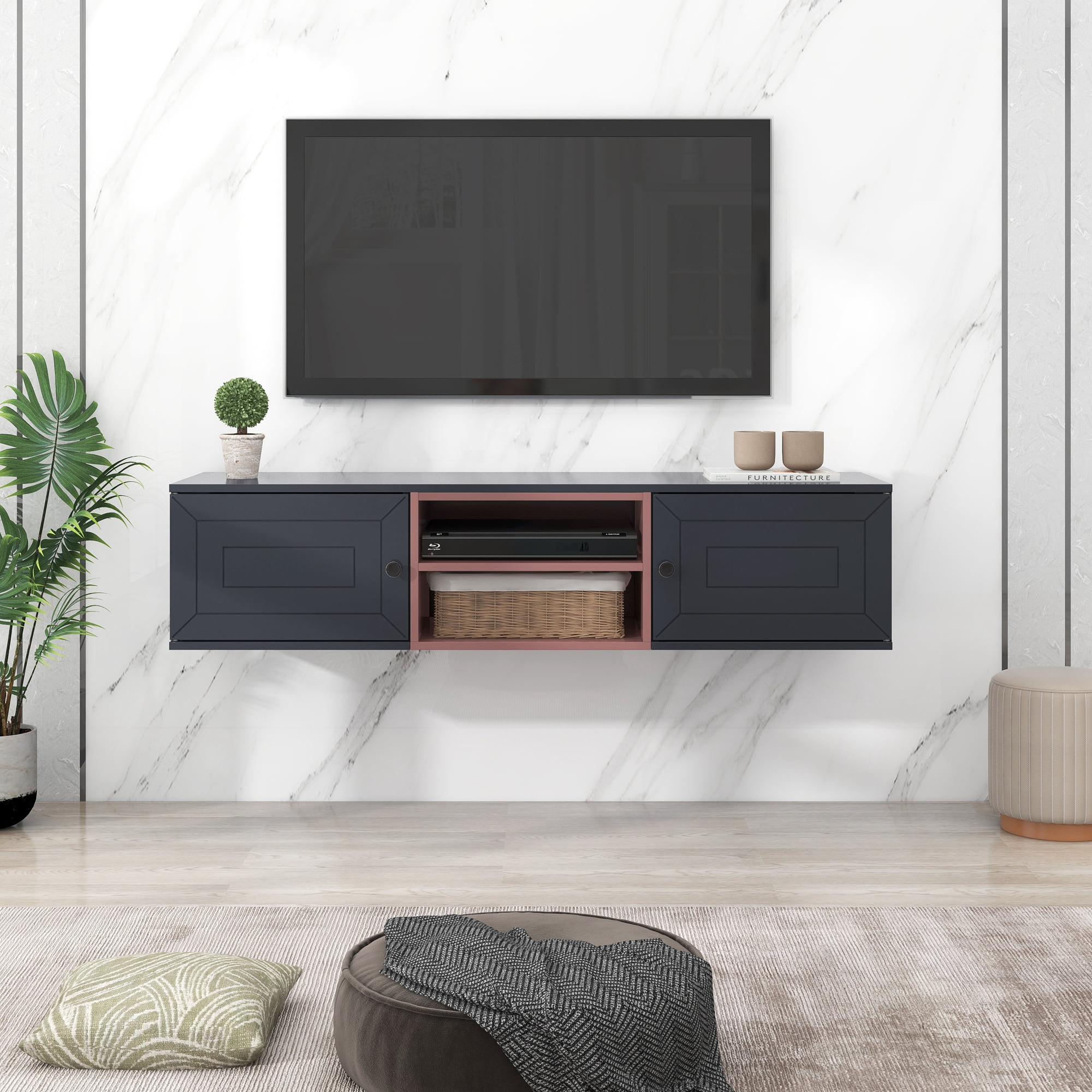 Floating TV Stand,Wall Mounted 60" Floating TV Stand with Adjustable ...