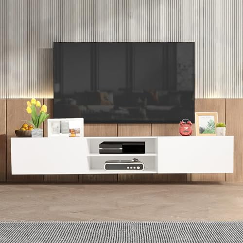Floating TV Stand Wall Mounted,70" Floating Entertainment Center for 60 ...