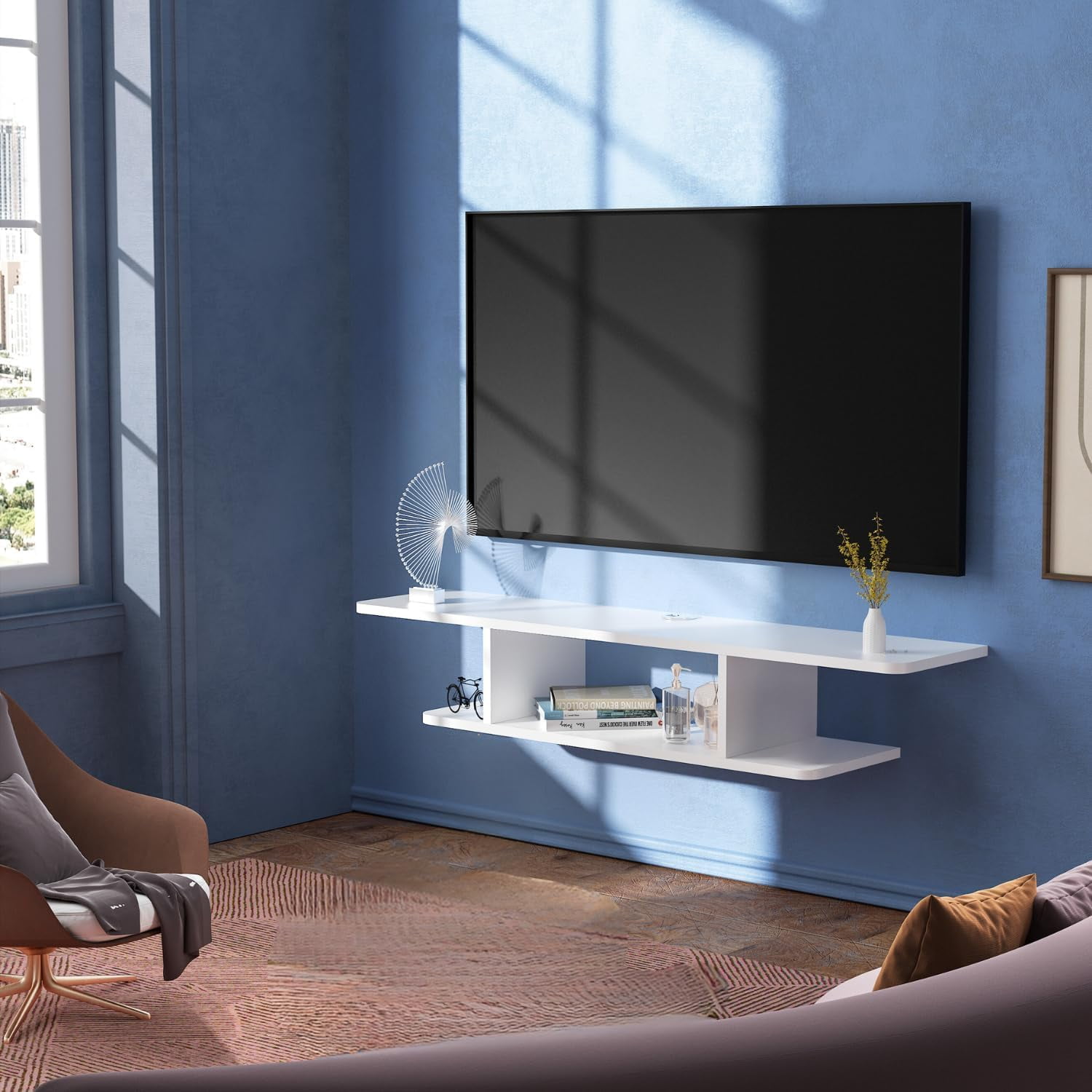 Floating TV Stand, Wall Mounted Entertainment Center and Cabinet Shelf, TV Console with Storage ...