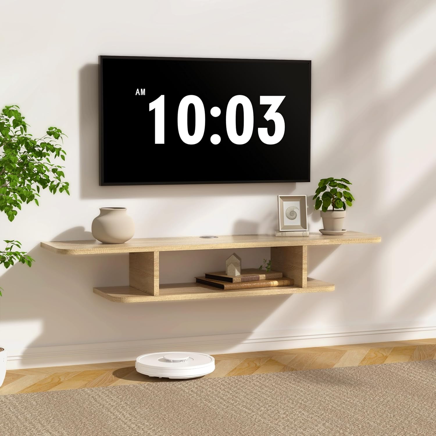 Floating TV Stand, Wall Mounted Entertainment Center and Cabinet Shelf, TV Console with Storage ...