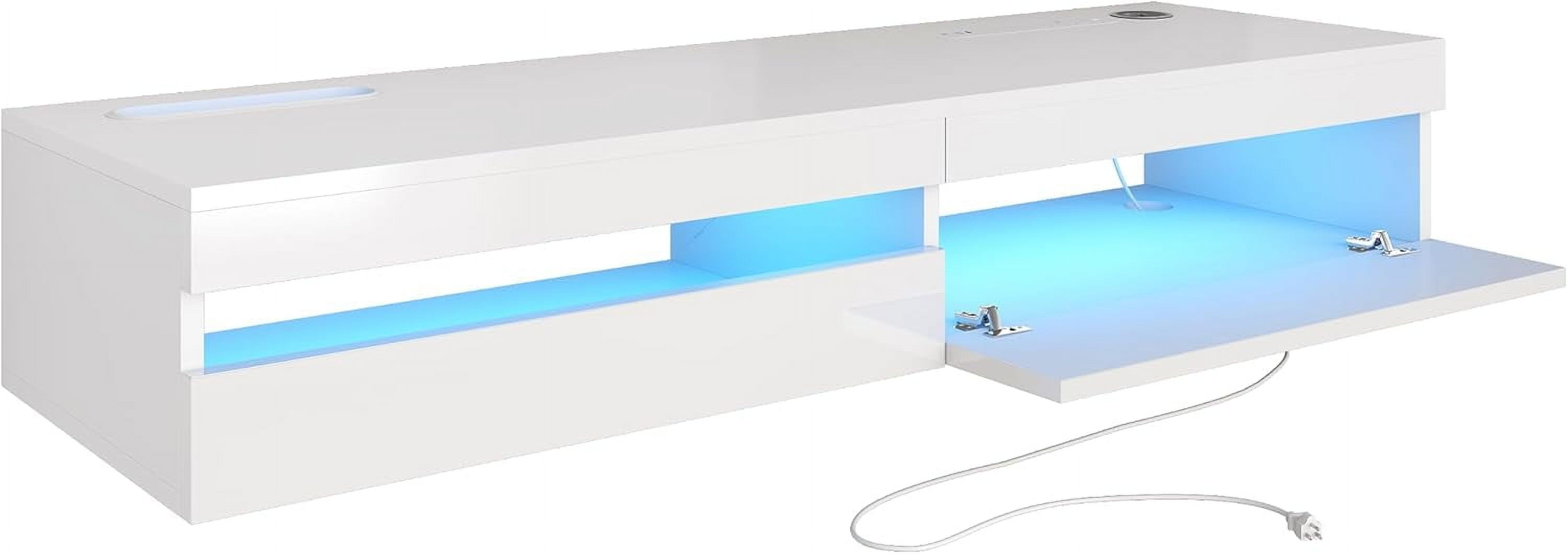 Floating TV Stand – Wall Mounted TV Shelf with Power Outlet – Modern ...