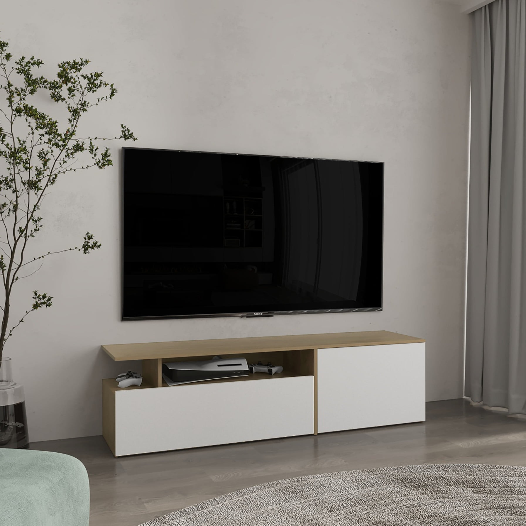 Wall-Mounted TV Stand | Ample Storage & Display | Contemporary Style ...