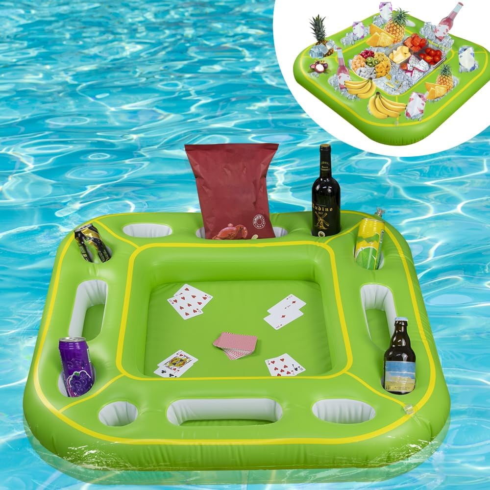 Floating Table with Waterproof Playing Cards, Inflatable Pool Party ...