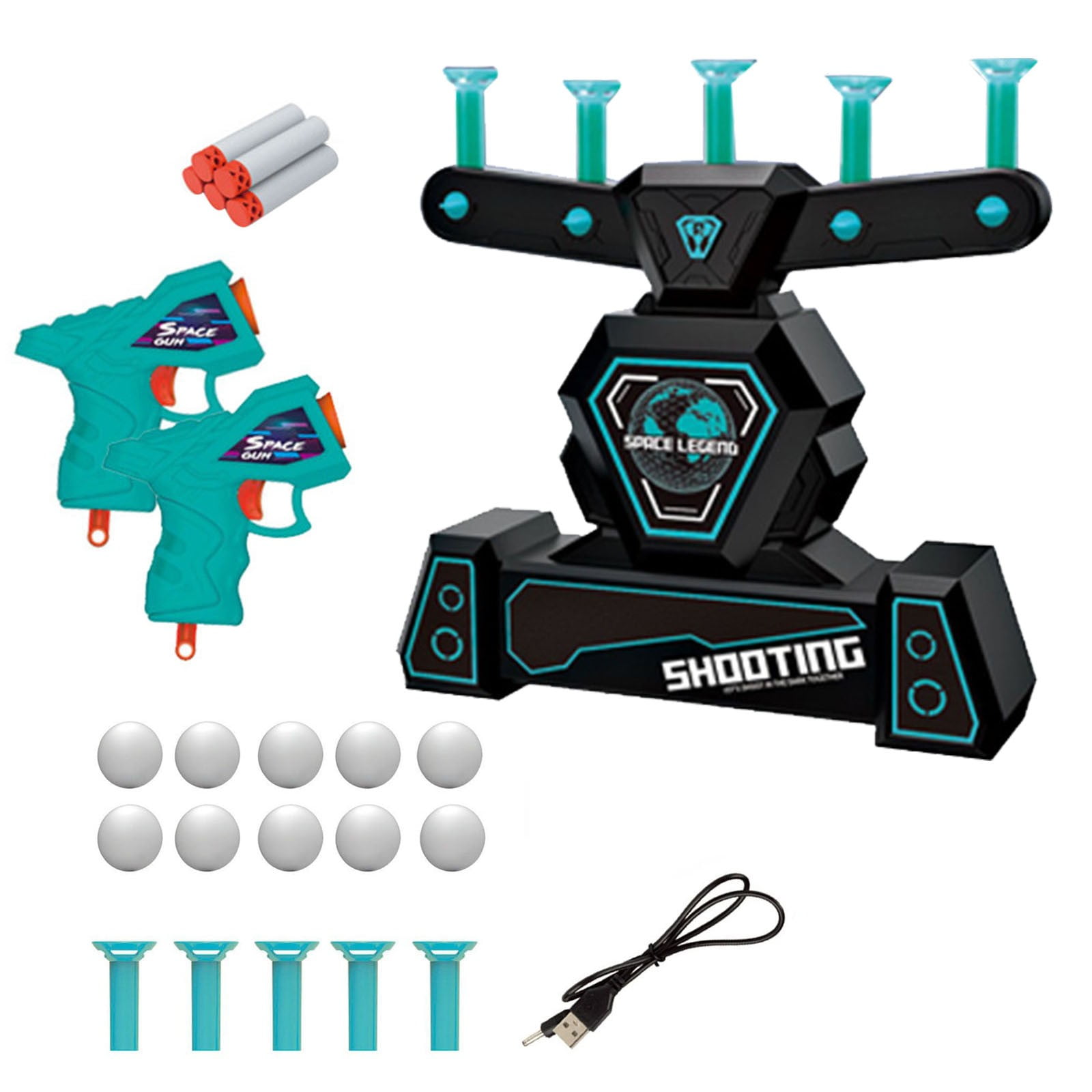 Floating Target Shooting Game Toy With 2 Foam Blaster Guns Led Light Up ...