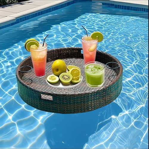 Floating Tray for Pool (Dia 23.6"), Round Serving Tray for Swimming ...