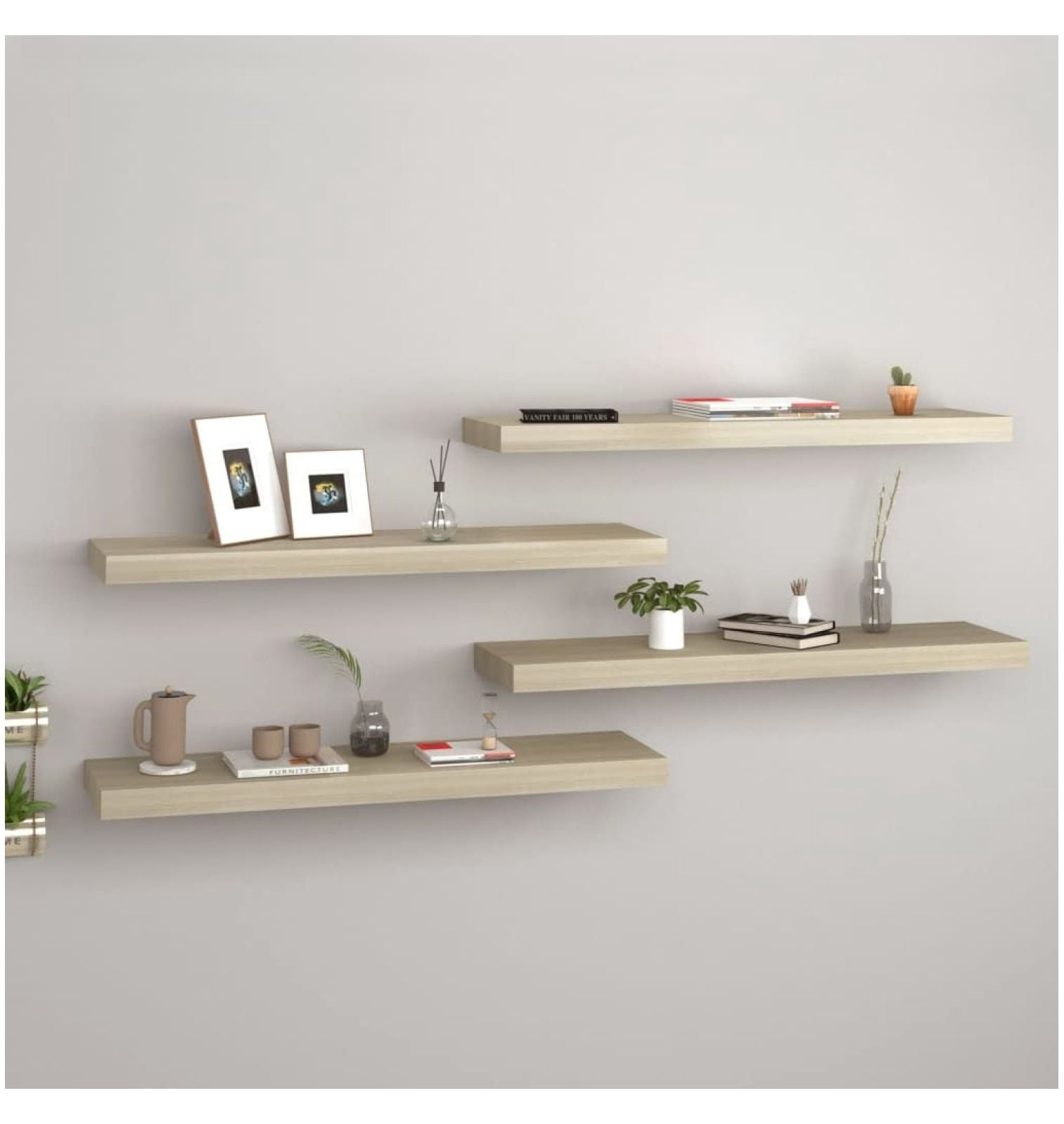 Floating Wall Shelves 4 pcs Oak 31.5"x9.3"x1.5" MDF Brown - Walmart.com