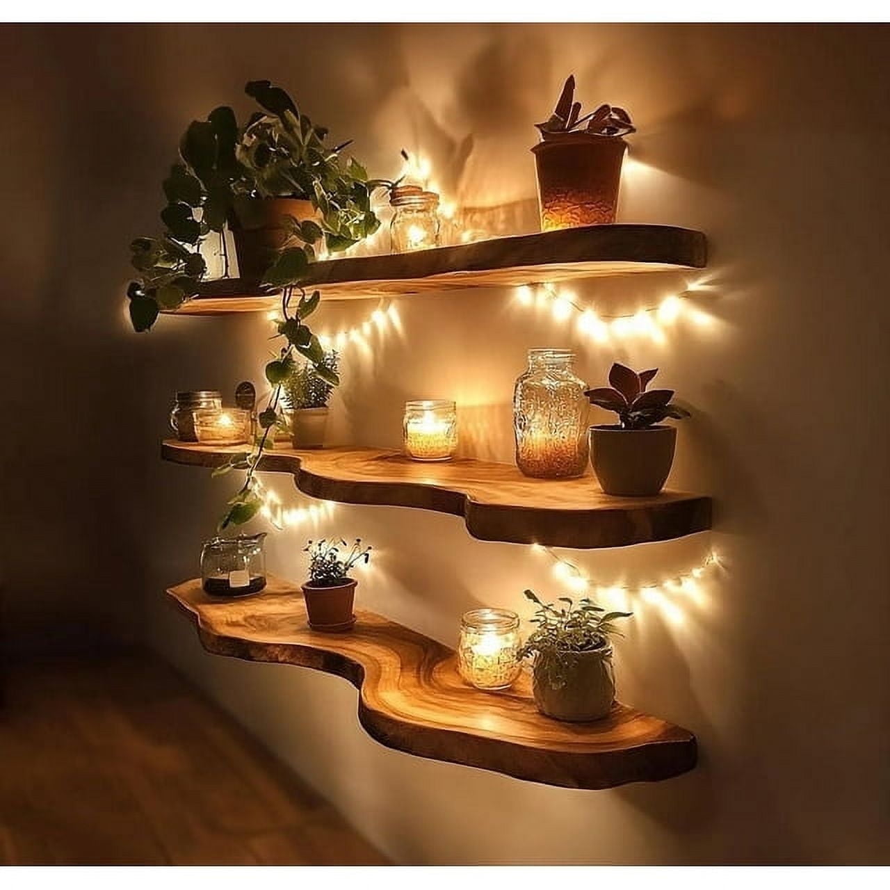 Floating Wall Shelves Brown Wooden Wall Shelves for Storage and Décor ...