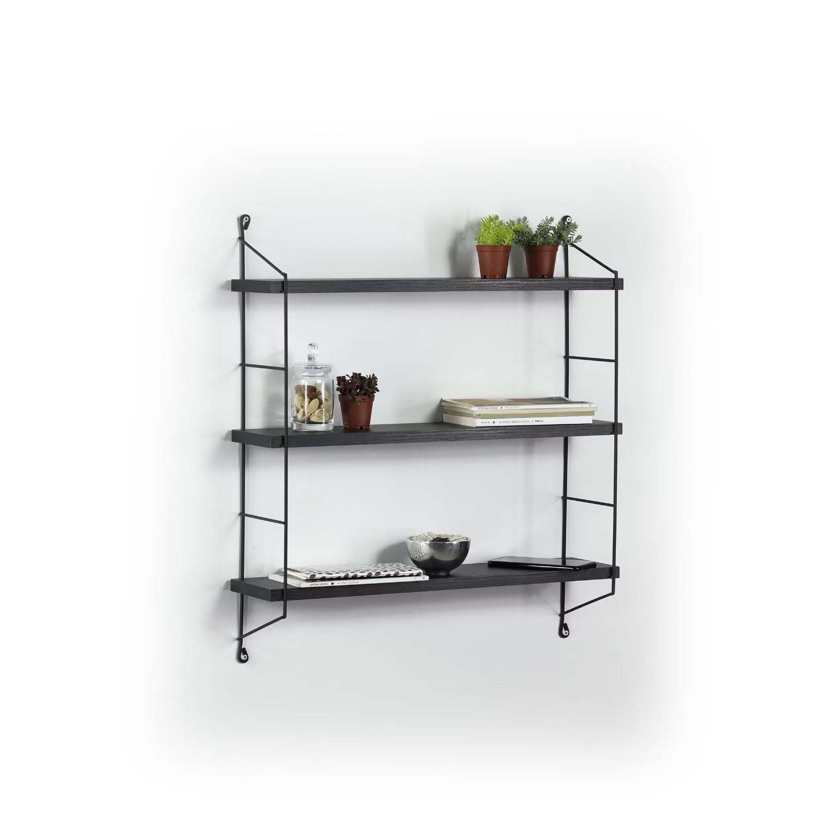 Floating Wall Shelves, Rustic Wall Mounted Display Shelves 3-Tier Metal ...