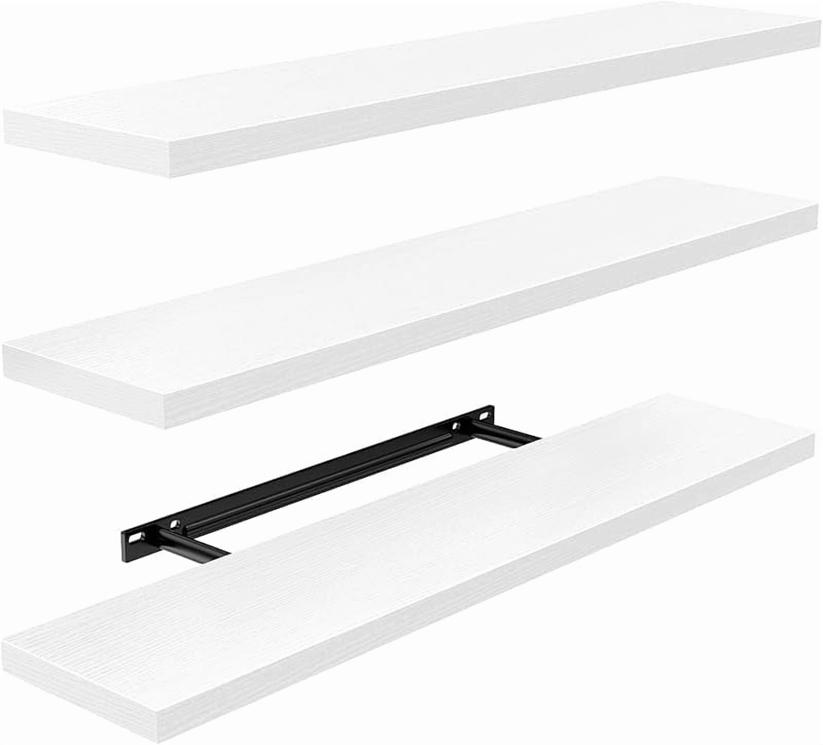 Floating Wall Shelves – Set of 3 White Shelves with Invisible Brackets ...