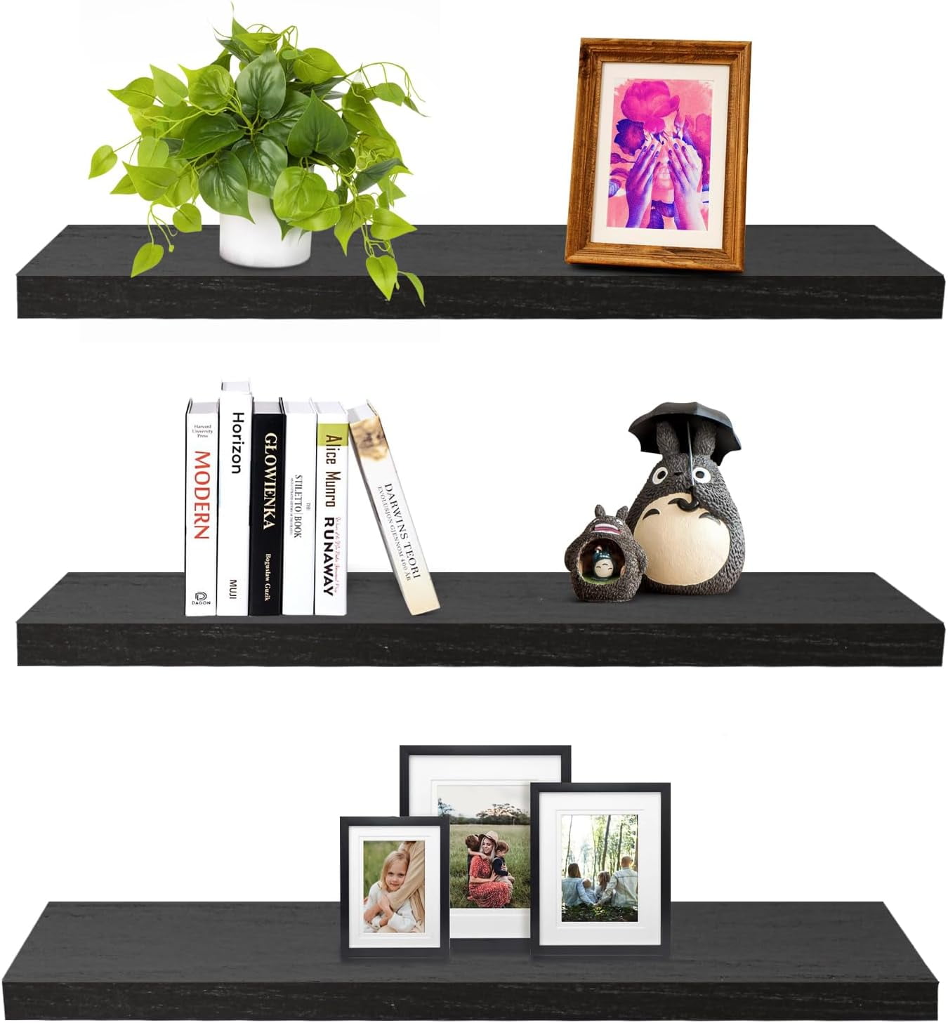 Floating Wall Shelves for Bedroom Bathroom Wall Mounted Solid Wood ...