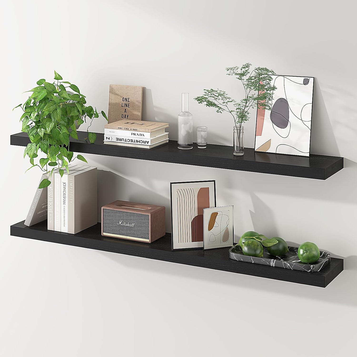 Floating Wall Shelves for Bedroom Bathroom Wall Mounted Solid Wood ...