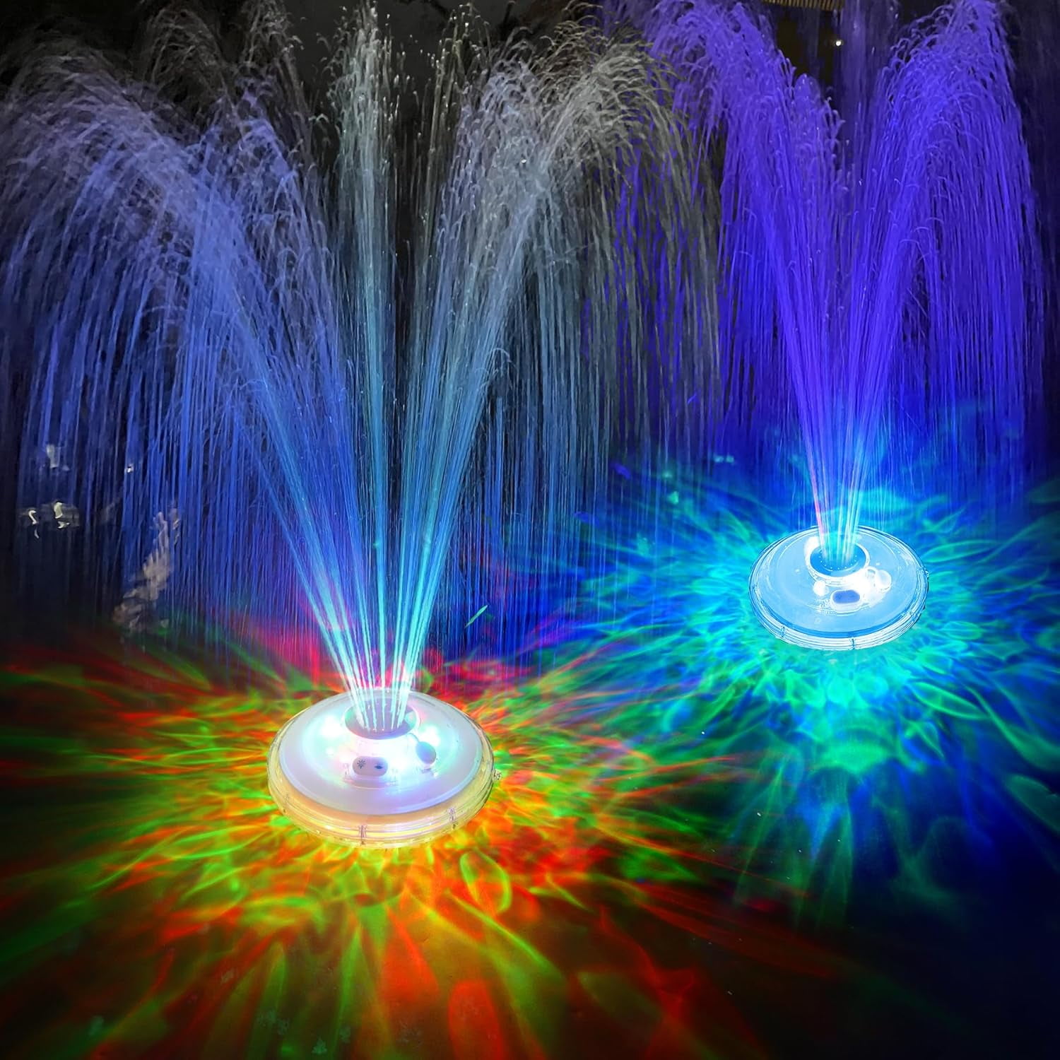 Floating Water Fountain with Underwater Lights, Rechargeable Battery ...