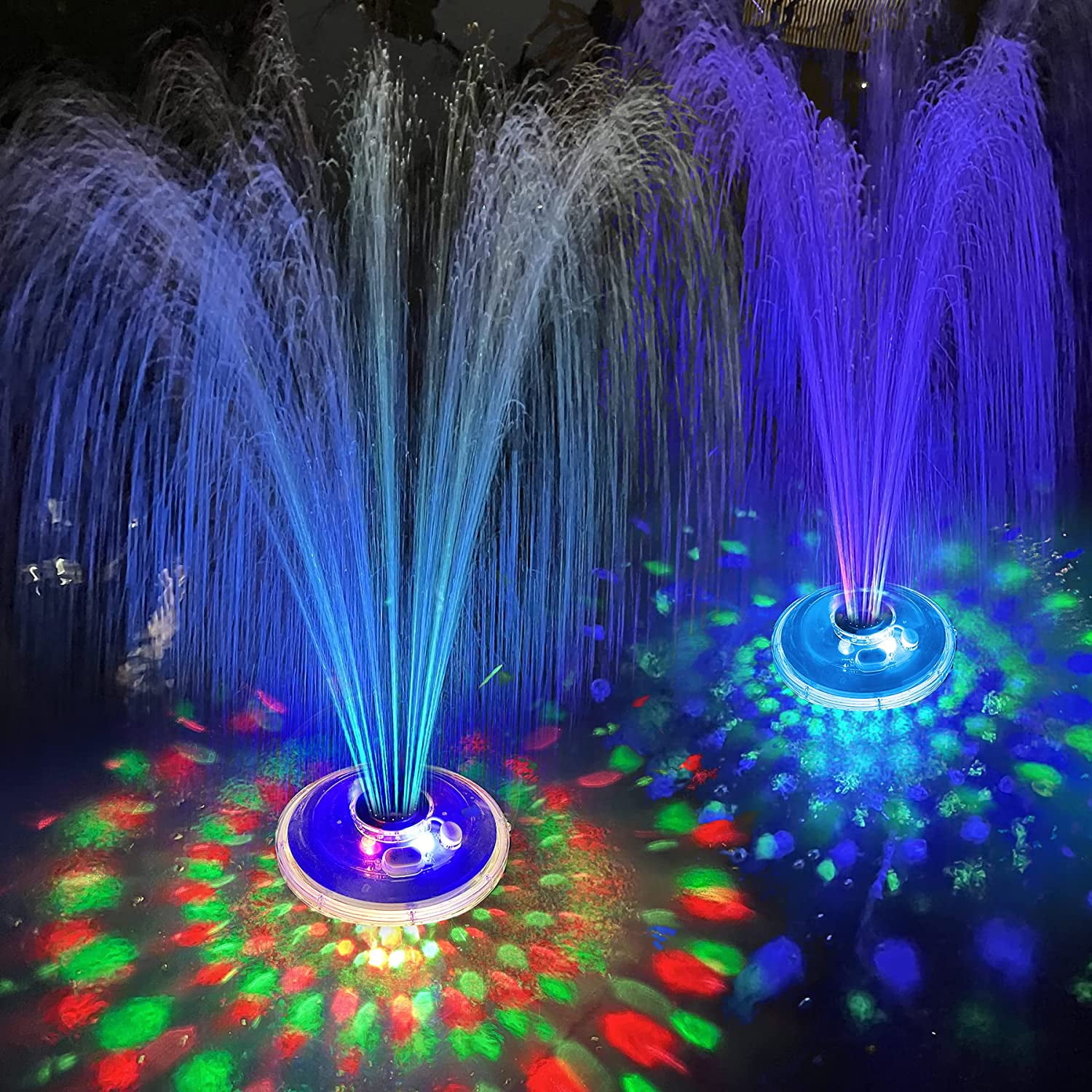 Floating Water Fountain with Underwater Lights, Rechargeable Battery ...