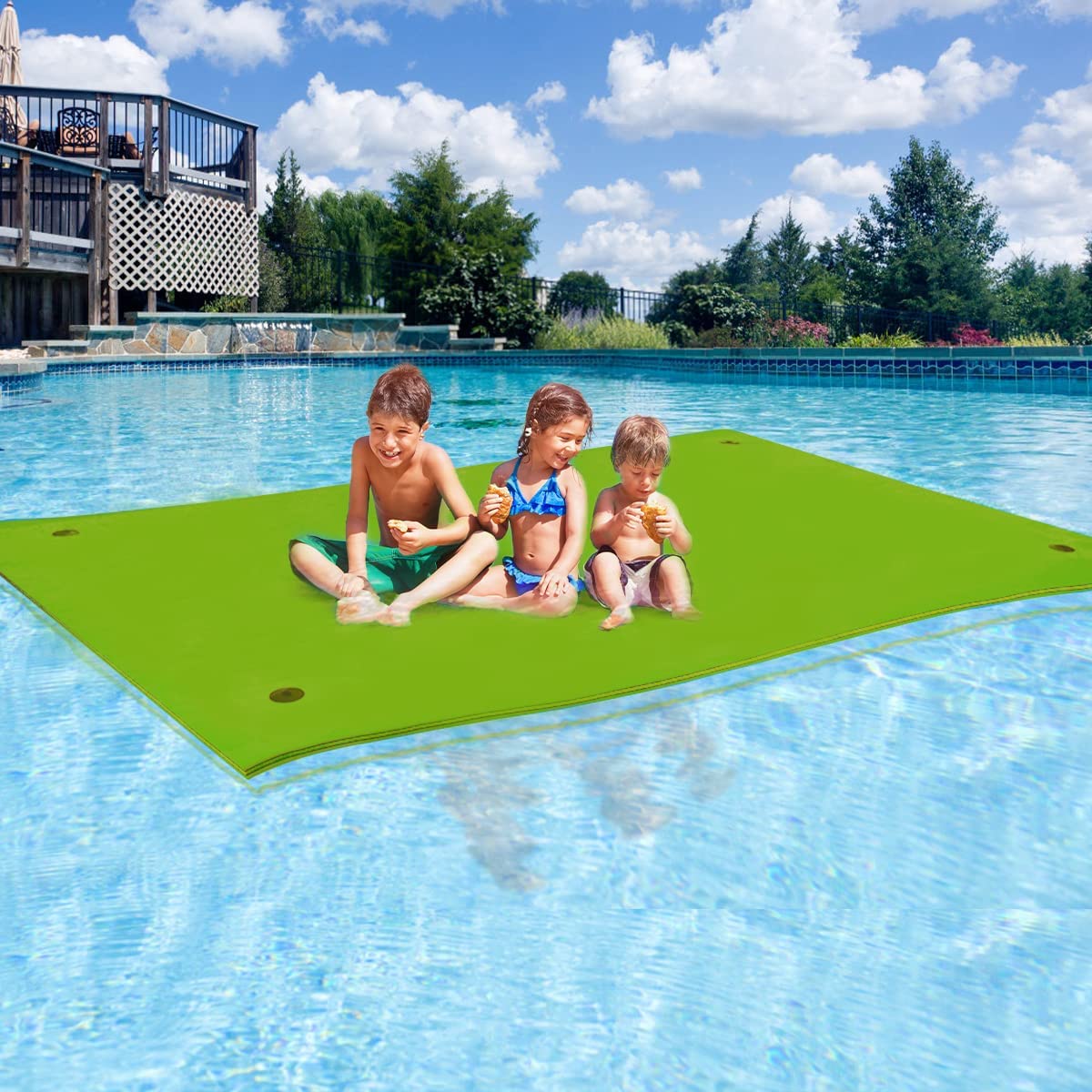 Floating Water Mat, HALLOLURE 13x5 FT XPE Foam Water Mat 3 Layer Tear ...